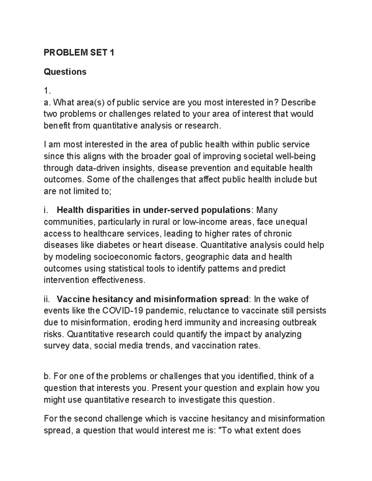 CALCULUS IN WORK: PROBLEM SET 1 on Public Health Challenges - Studocu