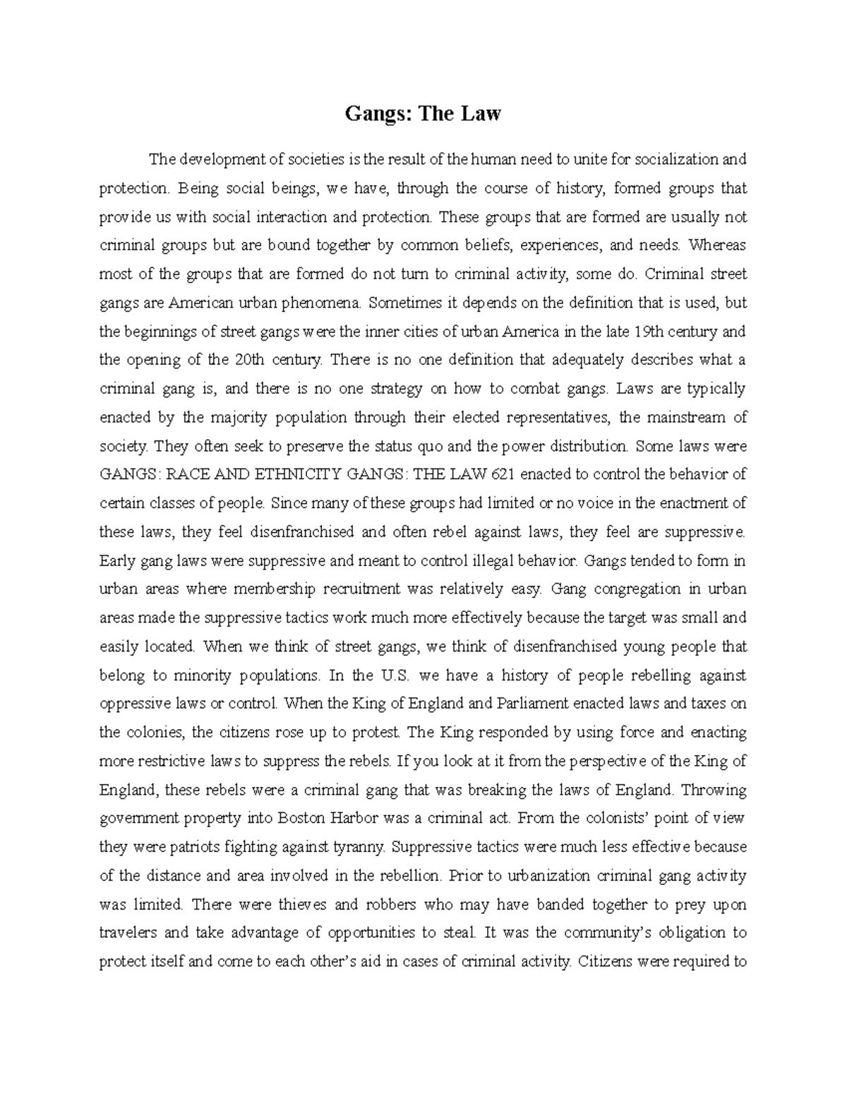 Gangs: Understanding Legal Frameworks - Lecture Notes on Gangs & Law ...