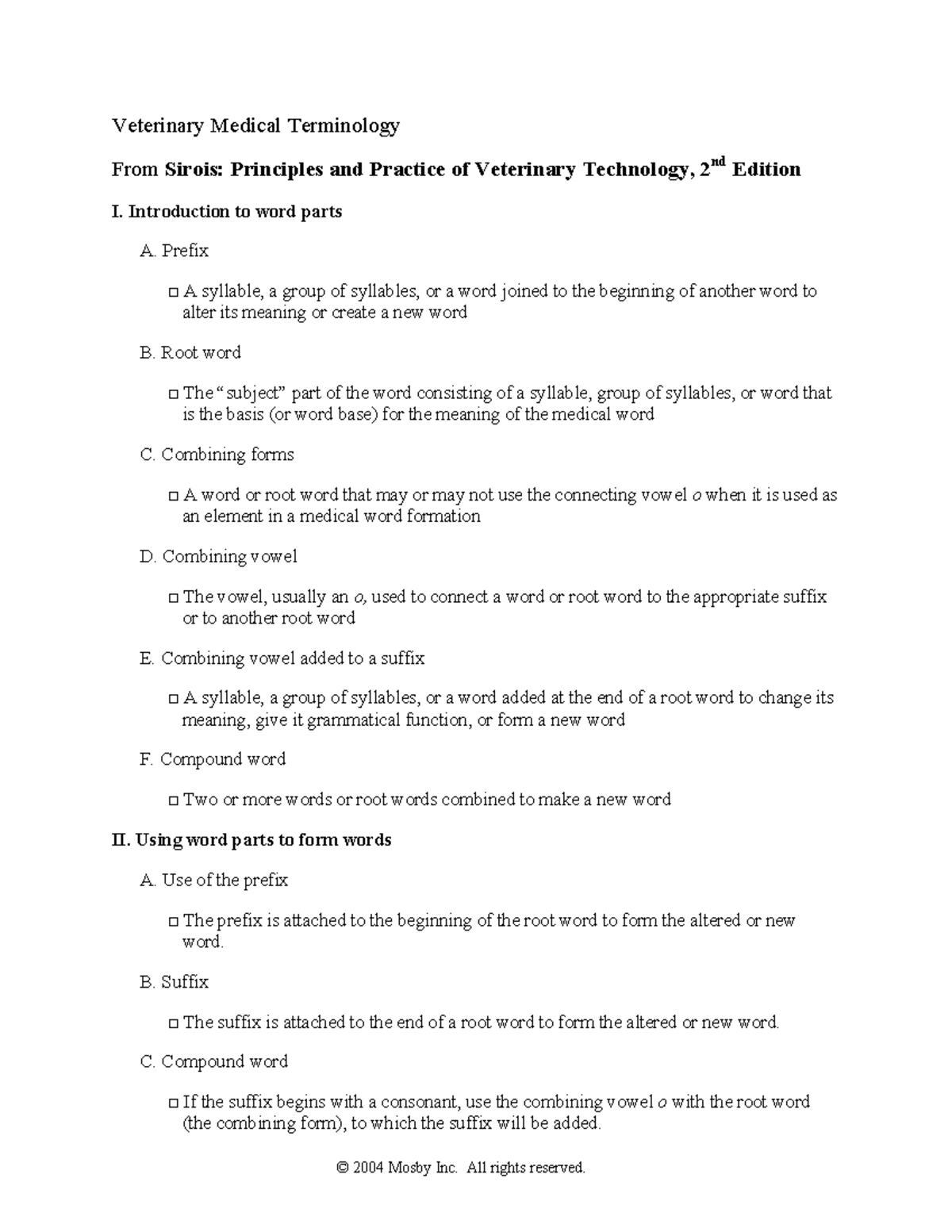 Veterinary Terminology Study Guide for Veterinary Tech (VET 101) - Studocu