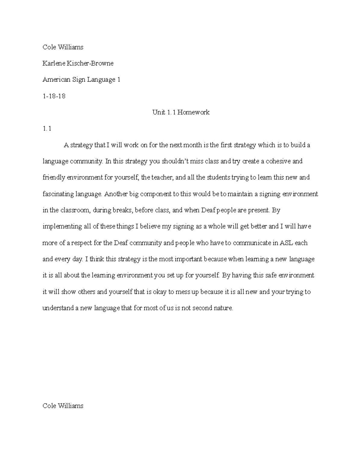 ASL 1 Unit 1.1-1.4 Homework: Strategies and Number Exercises - Studocu