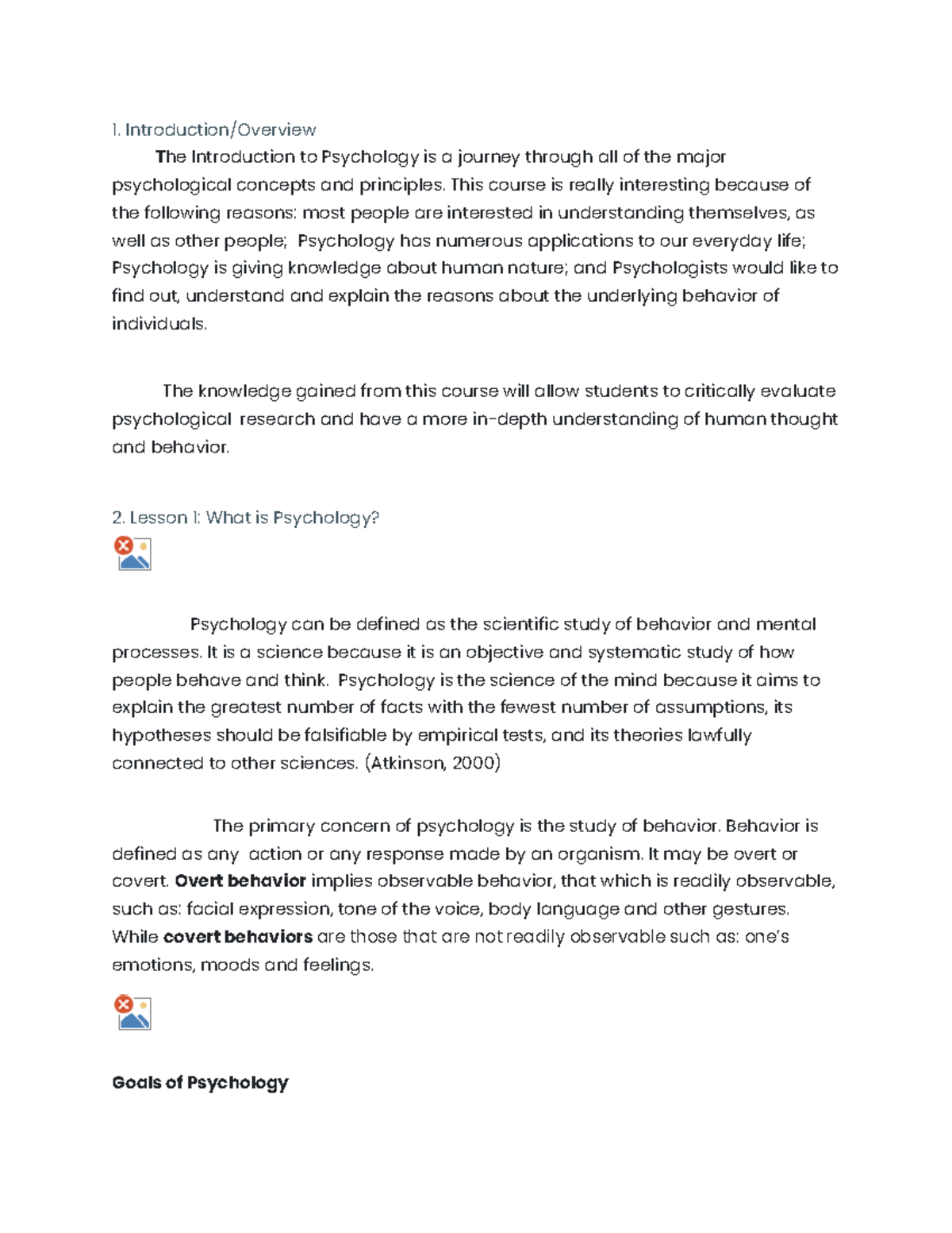 Module 1: Intro to Psychology - Understanding Key Concepts and ...