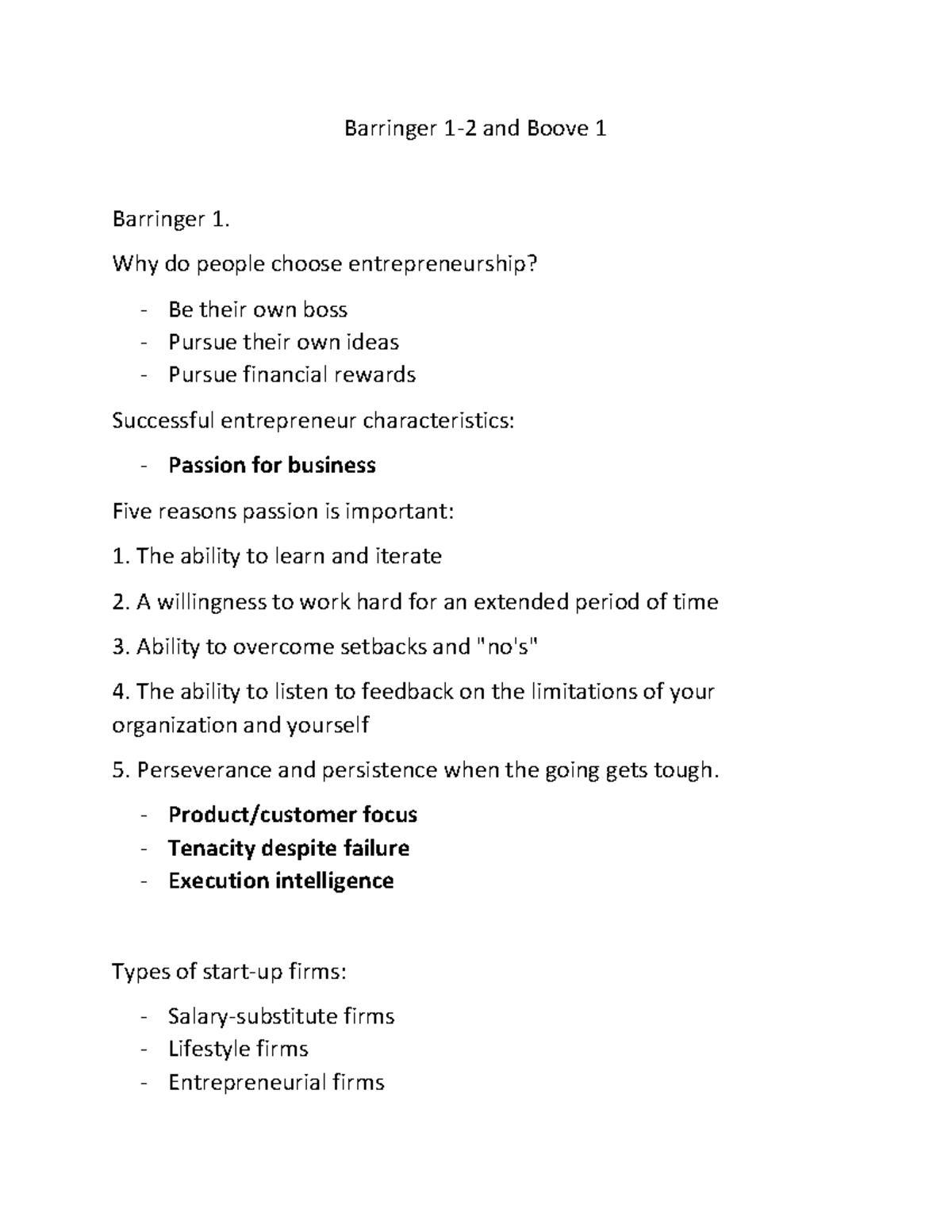 Quiz 1 notes lecture - Barringer 1-2 and Boove 1 Barringer 1. Why do ...
