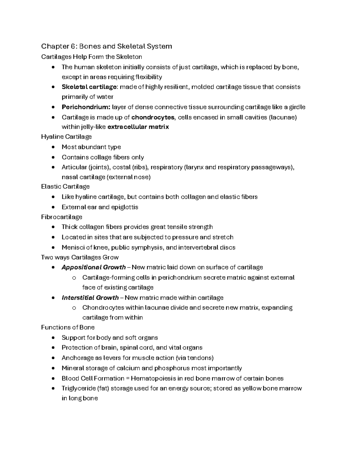 Chapter 6: Bone Biology & Skeletal System Overview (BIO 101) - Studocu