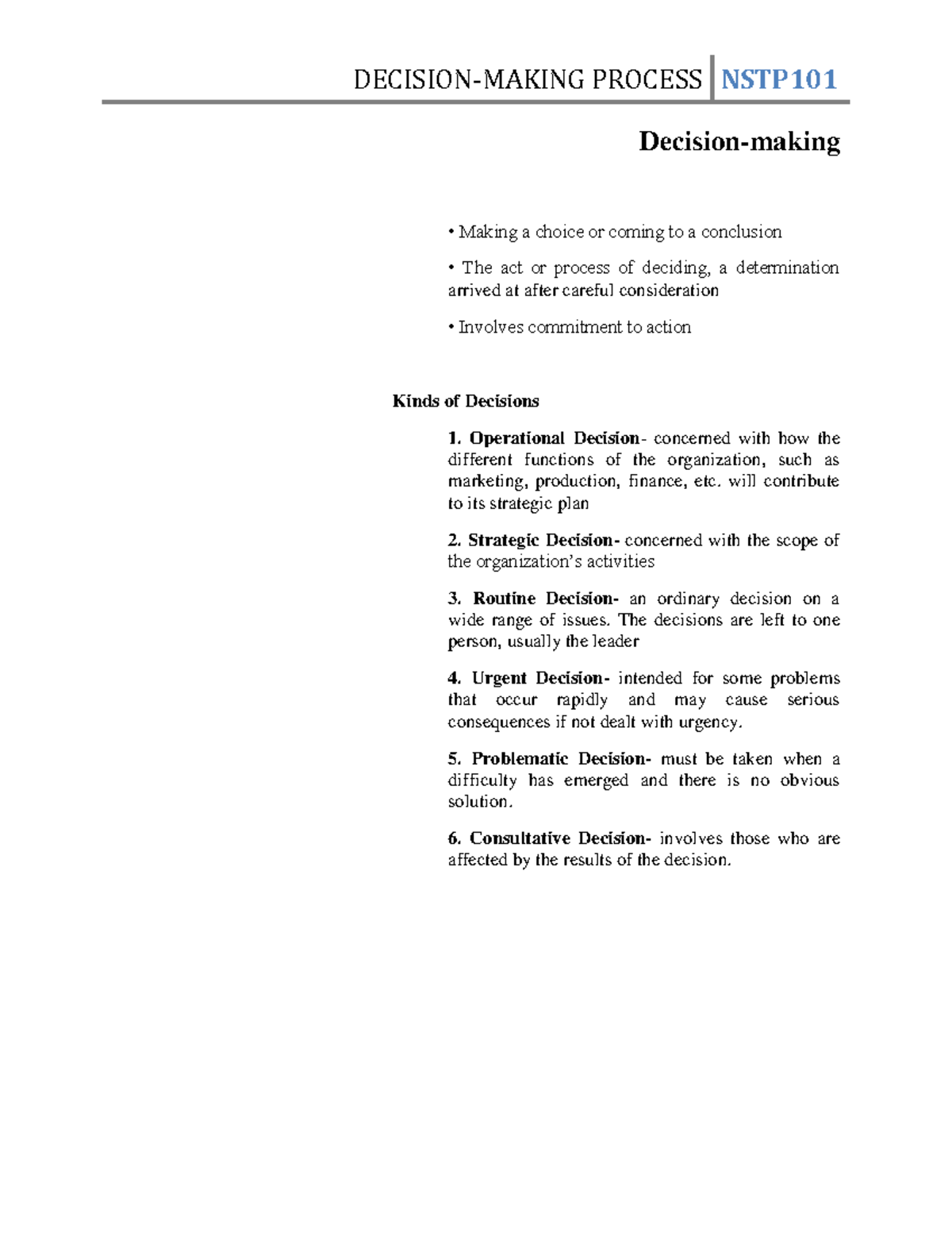 Decision-Making and Conflict Resolution: Key Concepts and Styles - Studocu