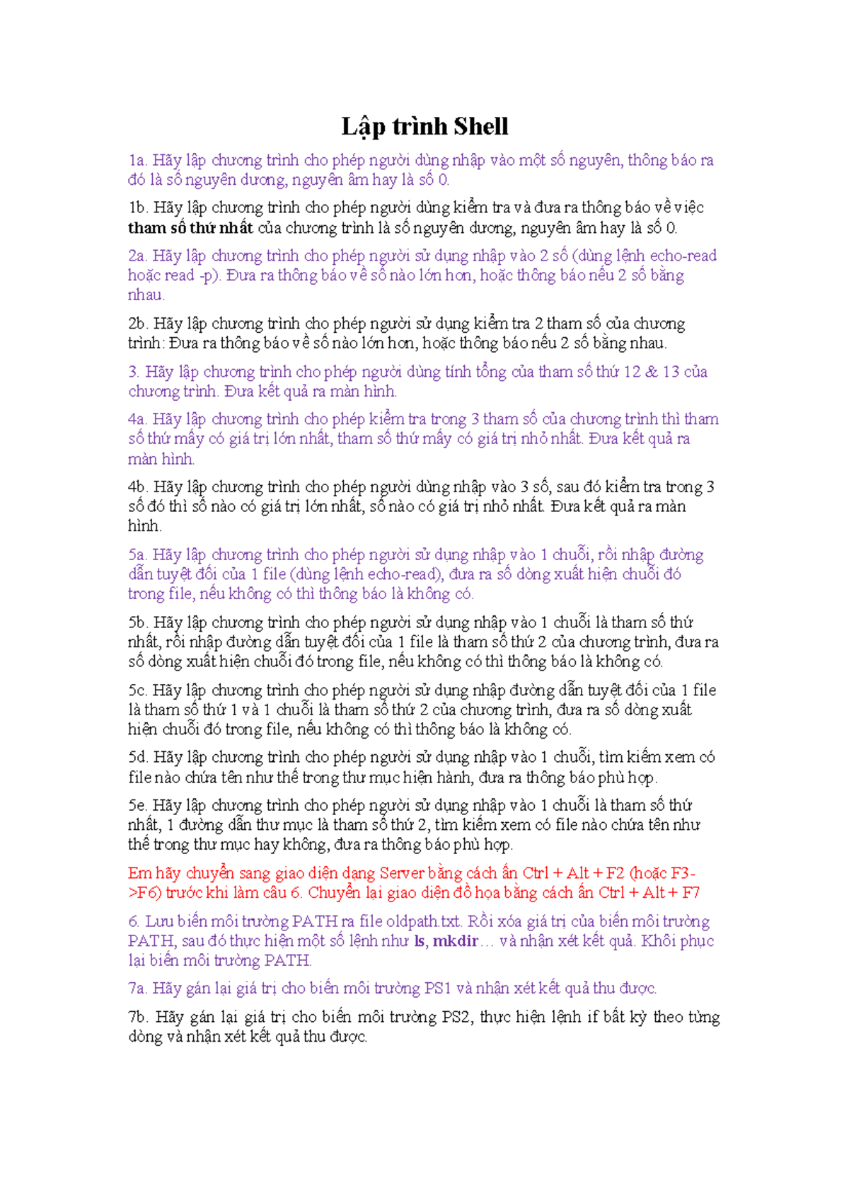 Bài 6 (a) Lập trình Shell: Các Bài Tập Thực Hành và Giải Thích - Studocu