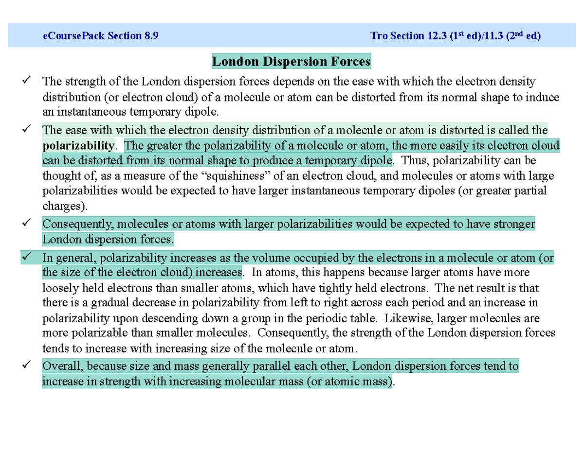 Intermolecular Forces in Covalent and Ionic Compounds: Exam Review ...
