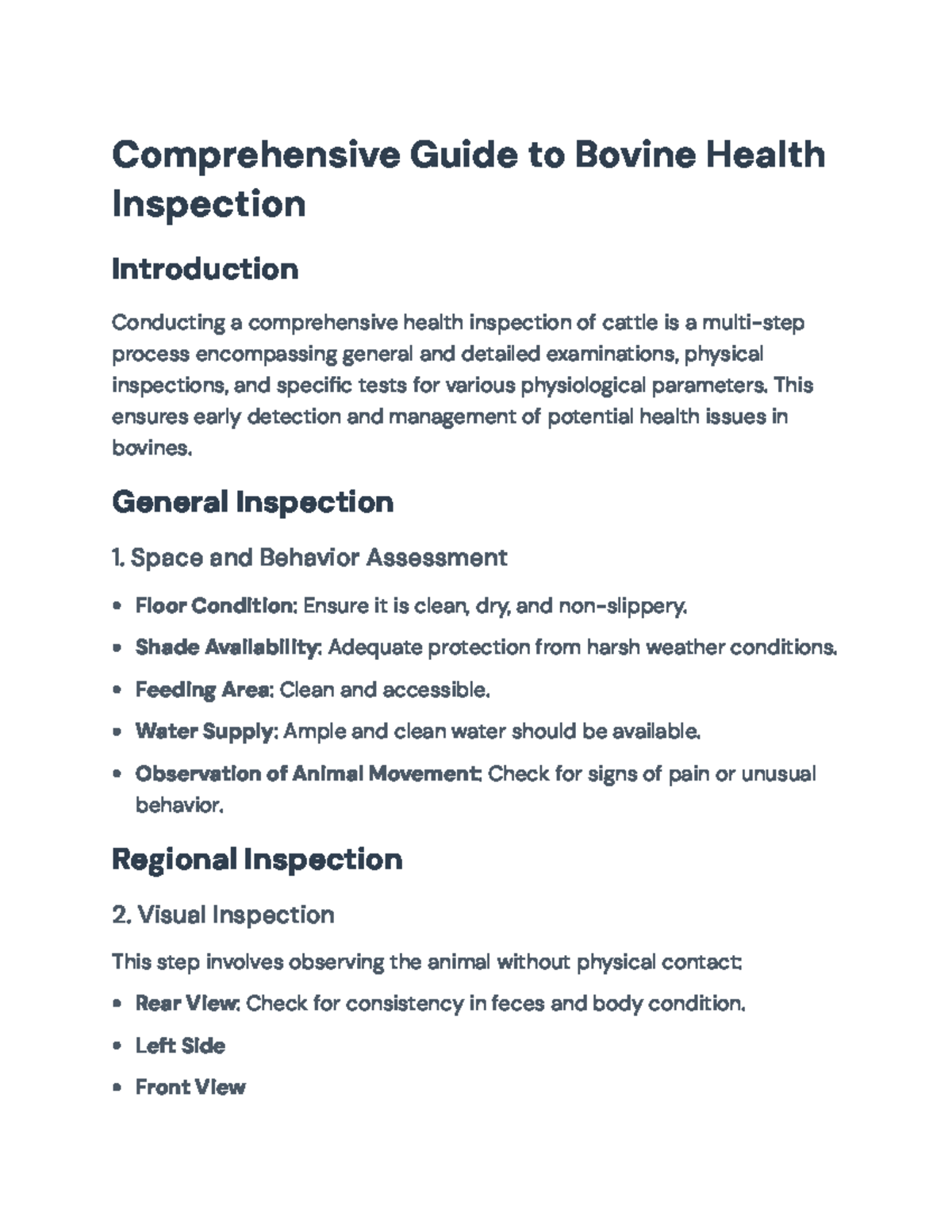 Comprehensive Cattle Health Inspection Guide for Vet Practice - Studocu