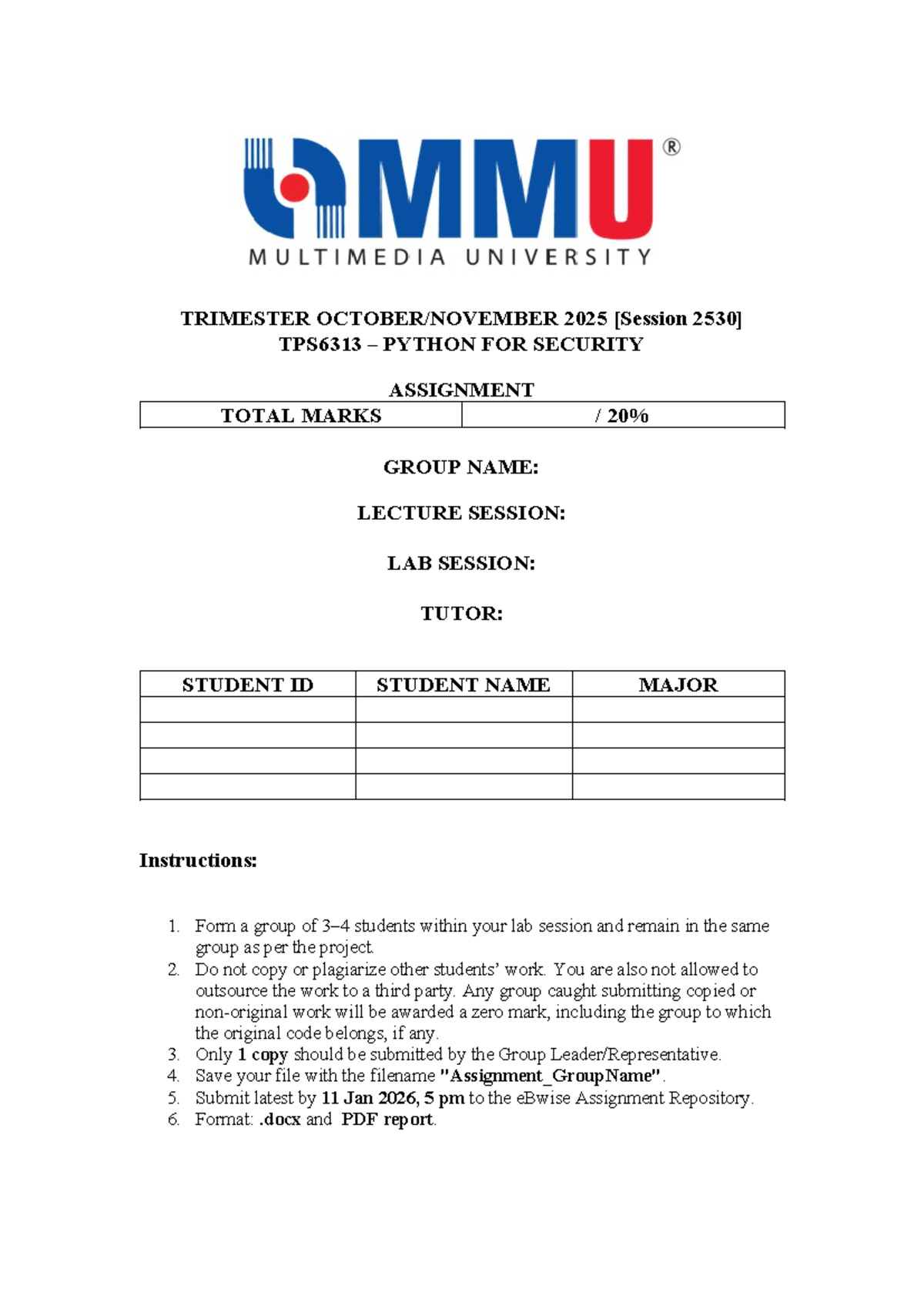 TPS6313 Python for Security Assignment: Case Study Guidelines - Studocu