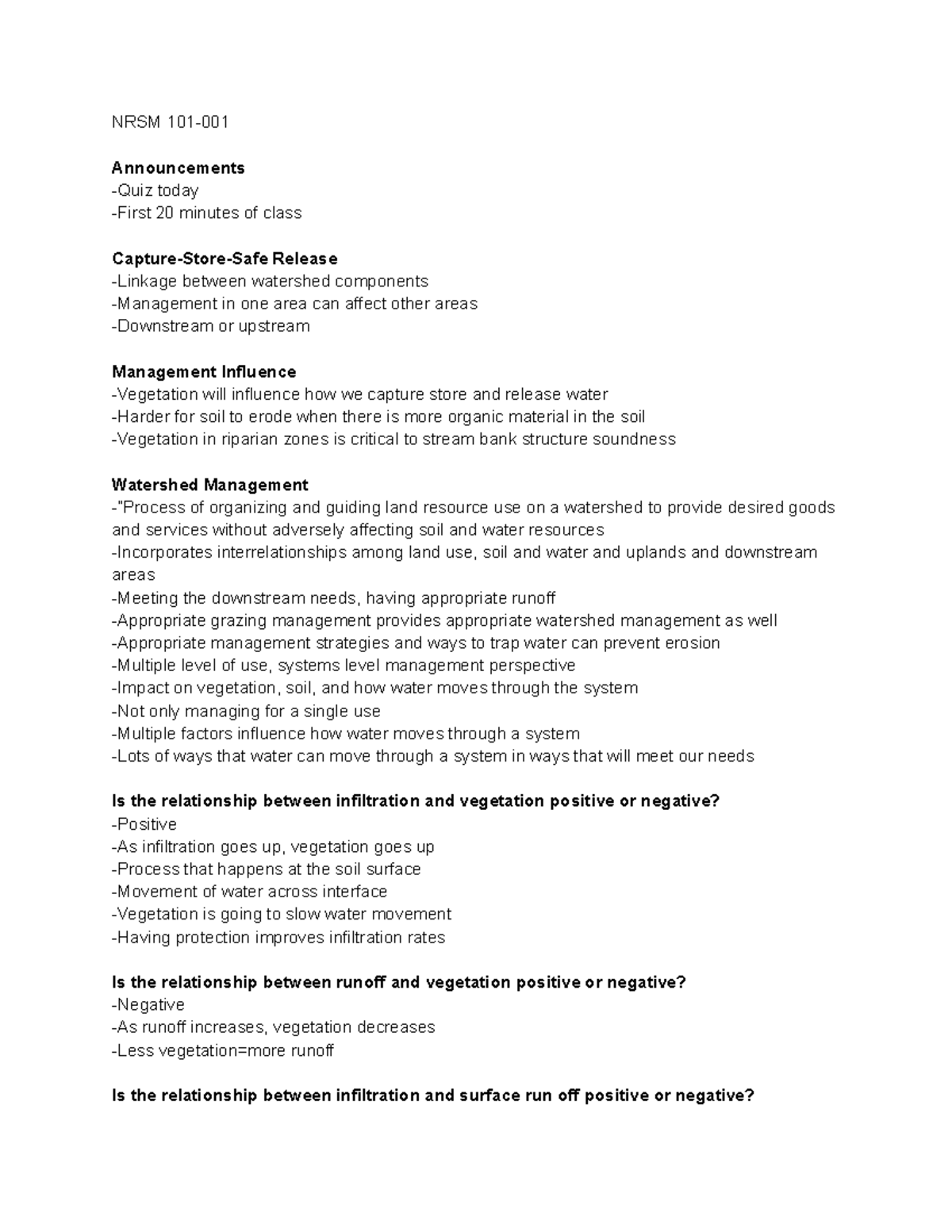 NRSM 101-001 10 20 2022 - Lecture Notes - NRSM 101- Announcements -Quiz ...