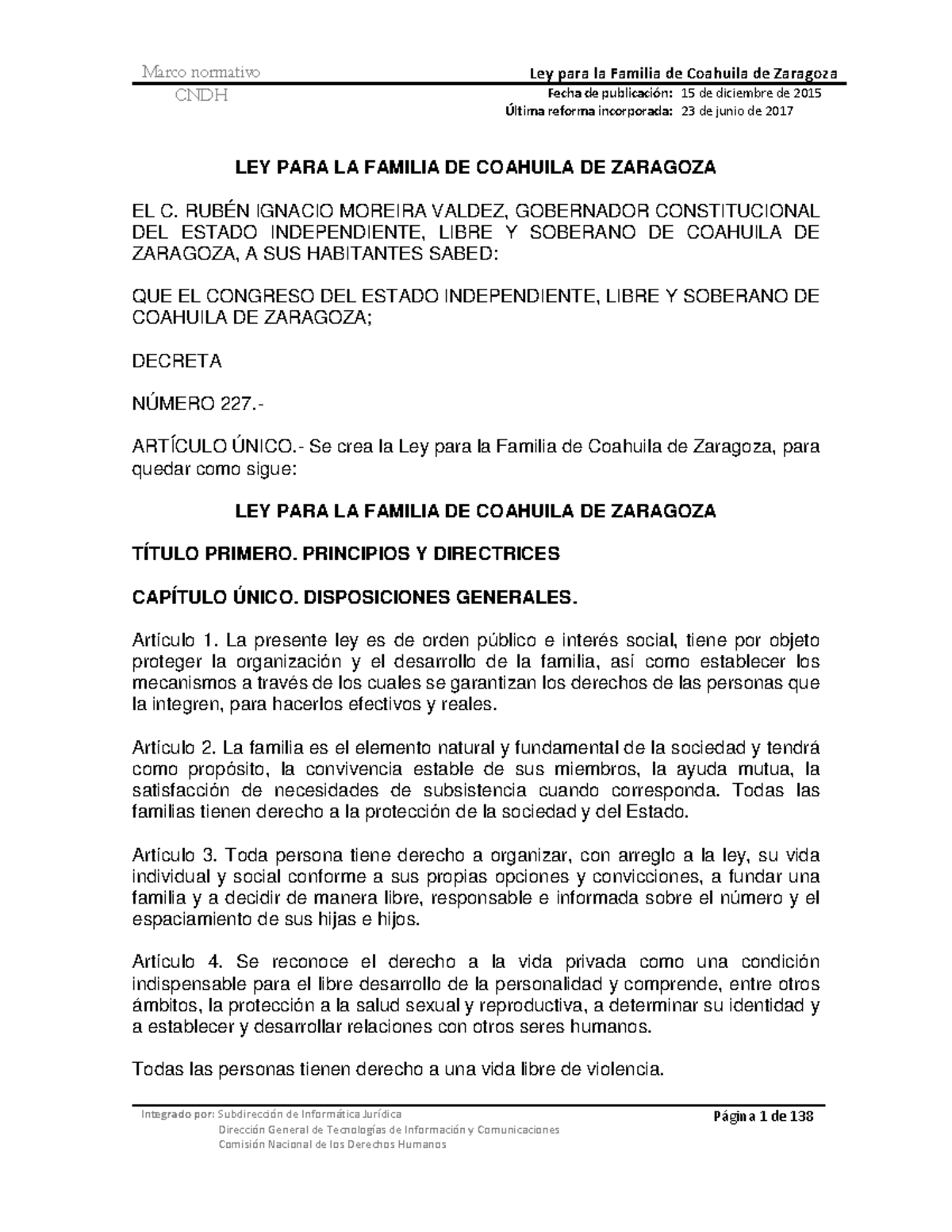COAH-LF - Ley para la Familia de Coahuila de Zaragoza: Marco Normativo ...