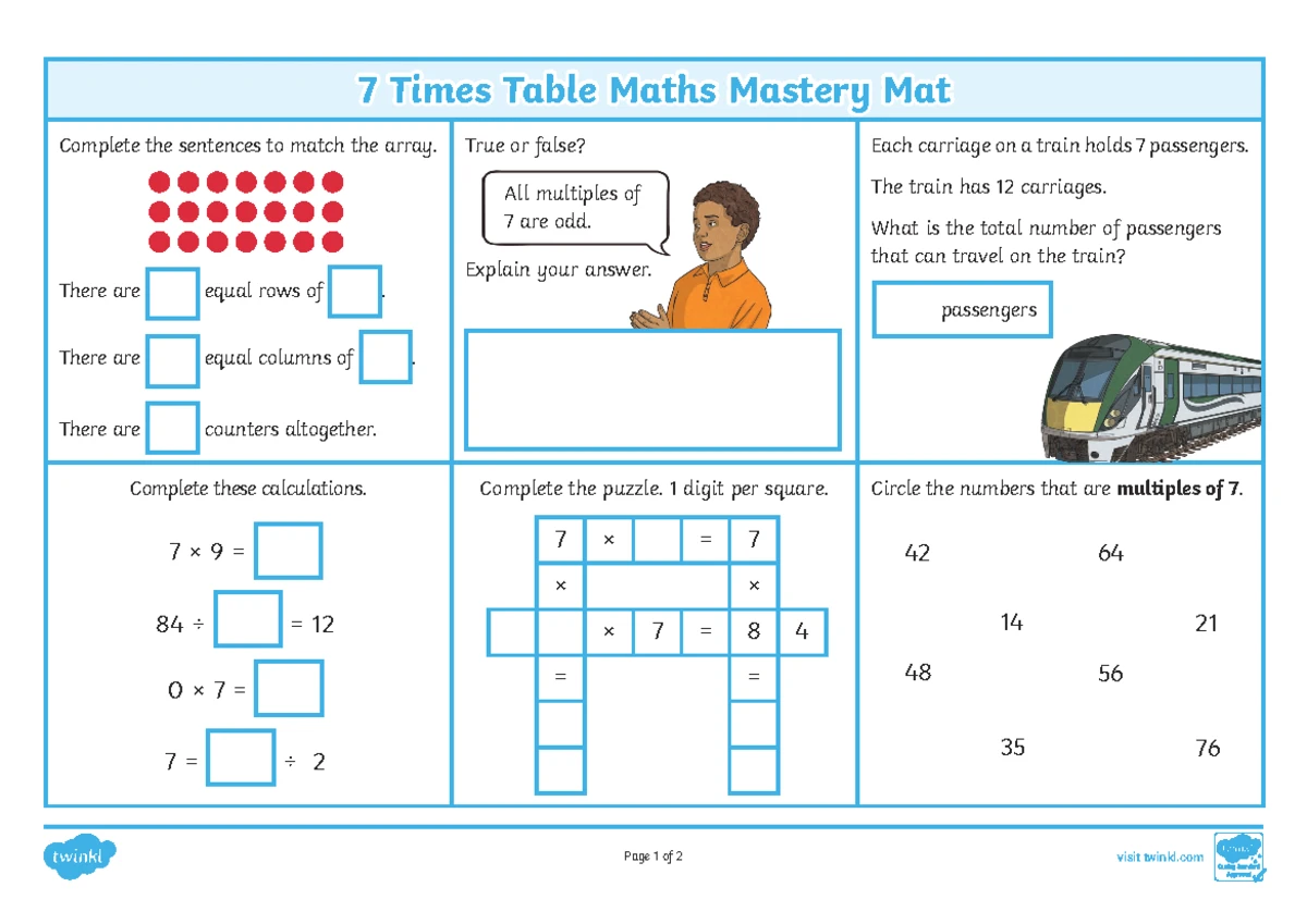 10 Times Table Maths Mastery Mat - Write a division calculation to ...