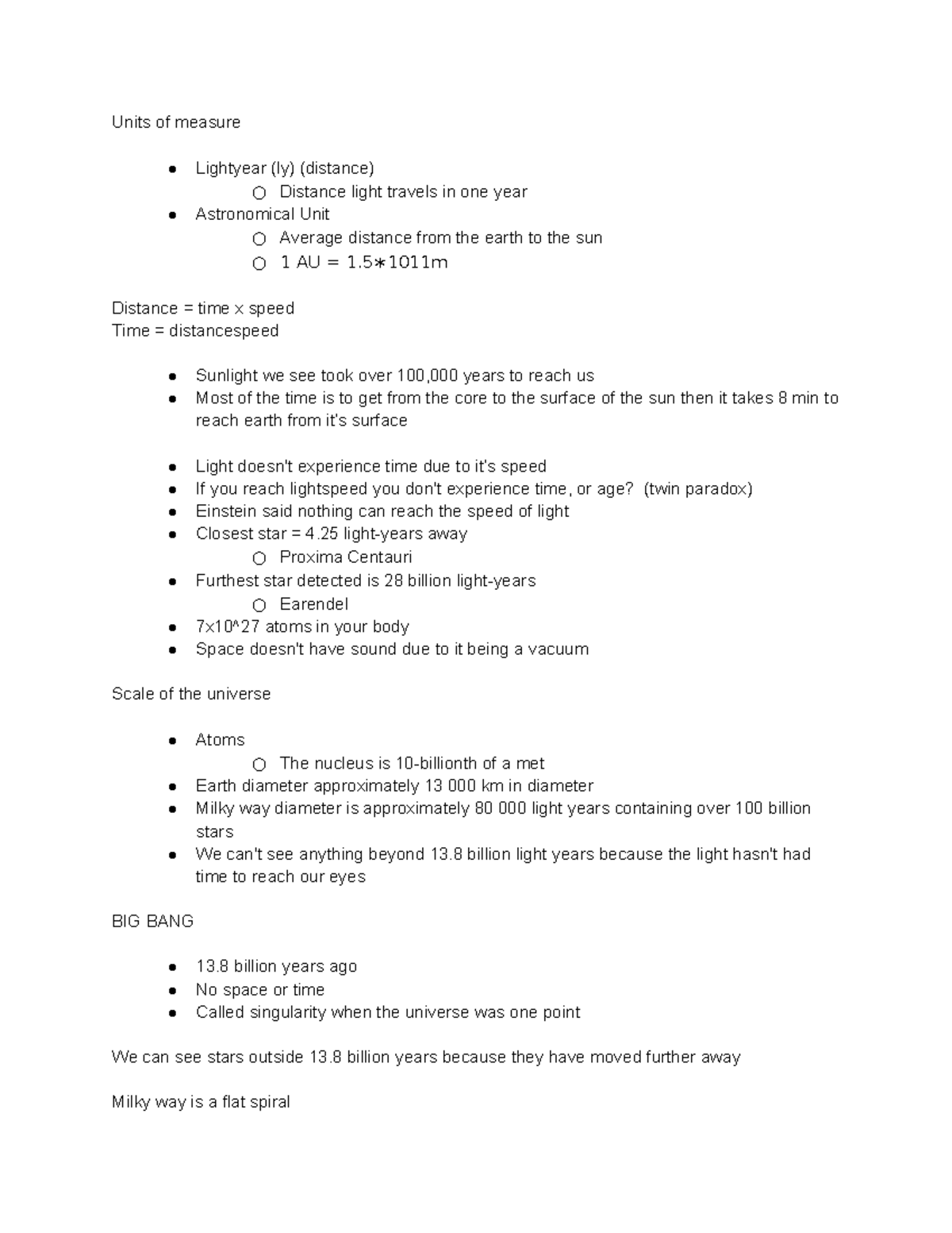 Lecture 2: Understanding Units of Measure in Astronomy (ASTR 101) - Studocu