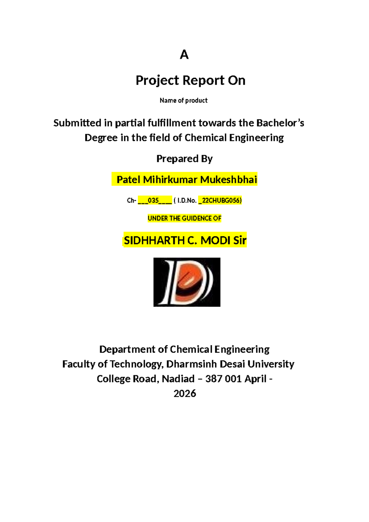 Project Report on Production of Meta Phenoxy Benzaldehyde (CH035) - Studocu