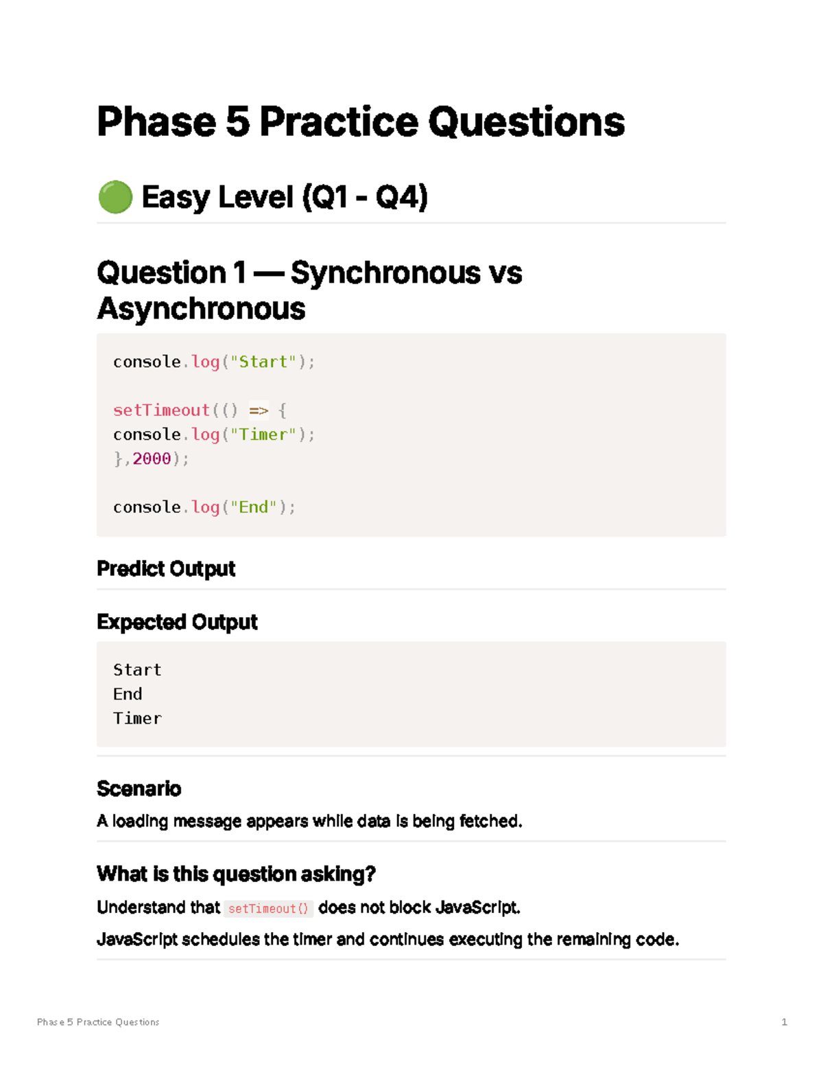 Phase 5 Practice Questions: Synchronous & Asynchronous Concepts - Studocu