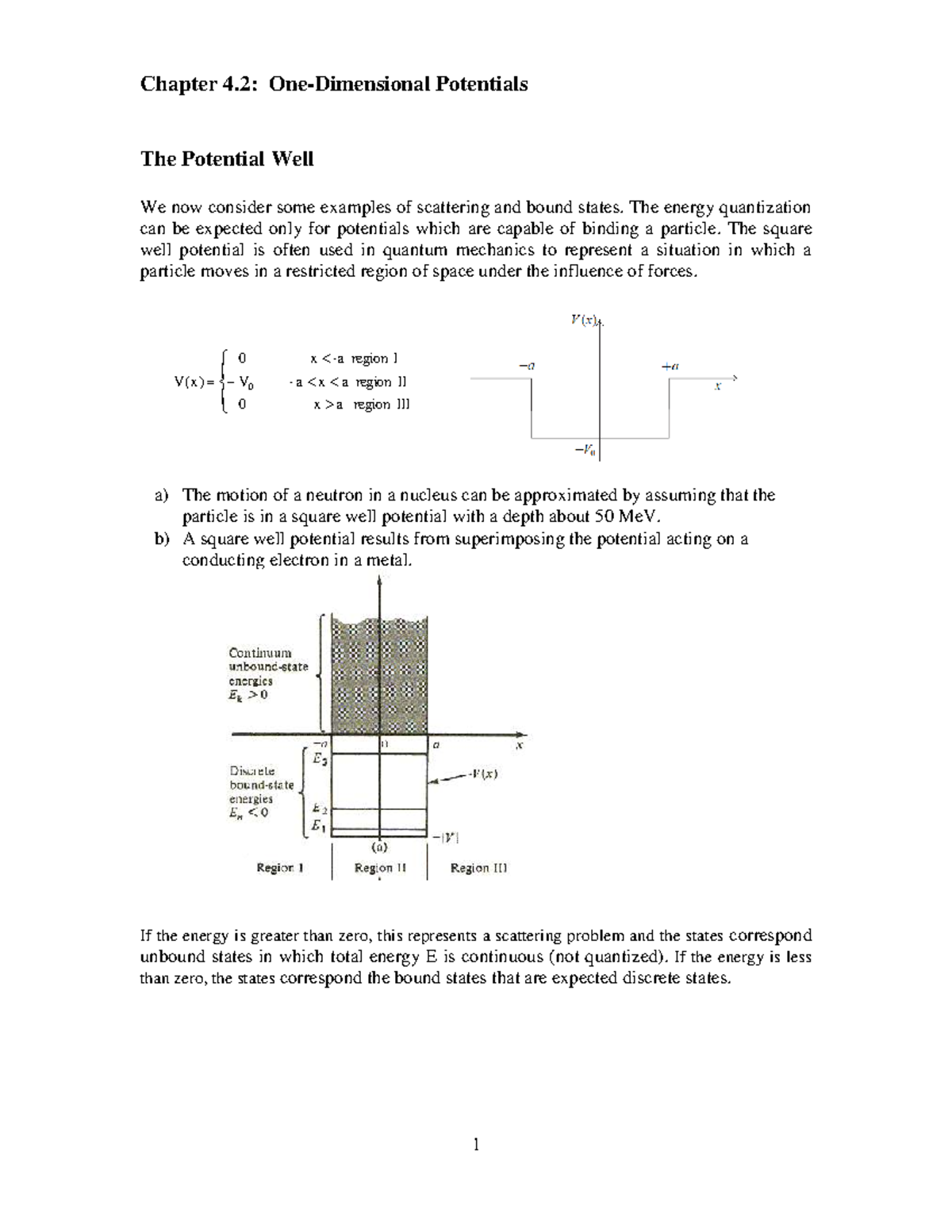 Chapter 4.2: Quantum Mechanics of Potential Wells in Phys300 - Studocu