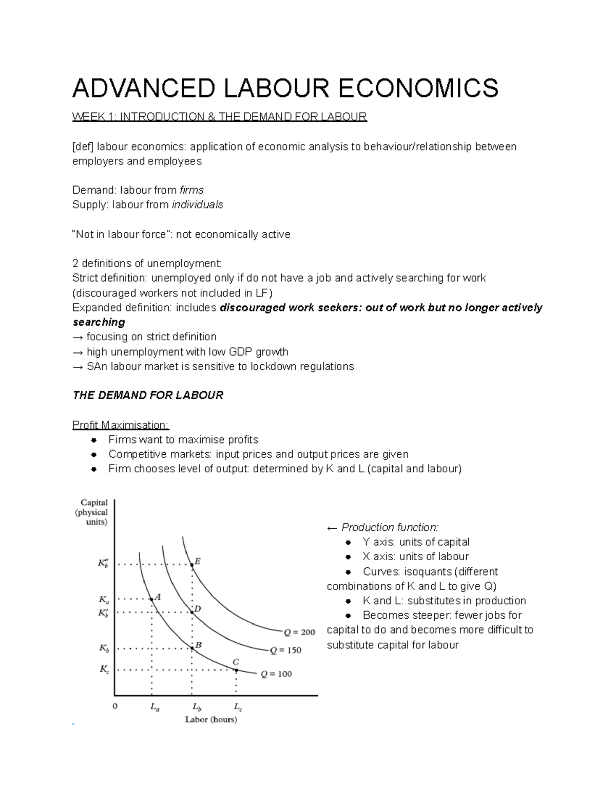 ECO3022S Advanced Labour Economics Week 1 Lecture Notes - Studocu