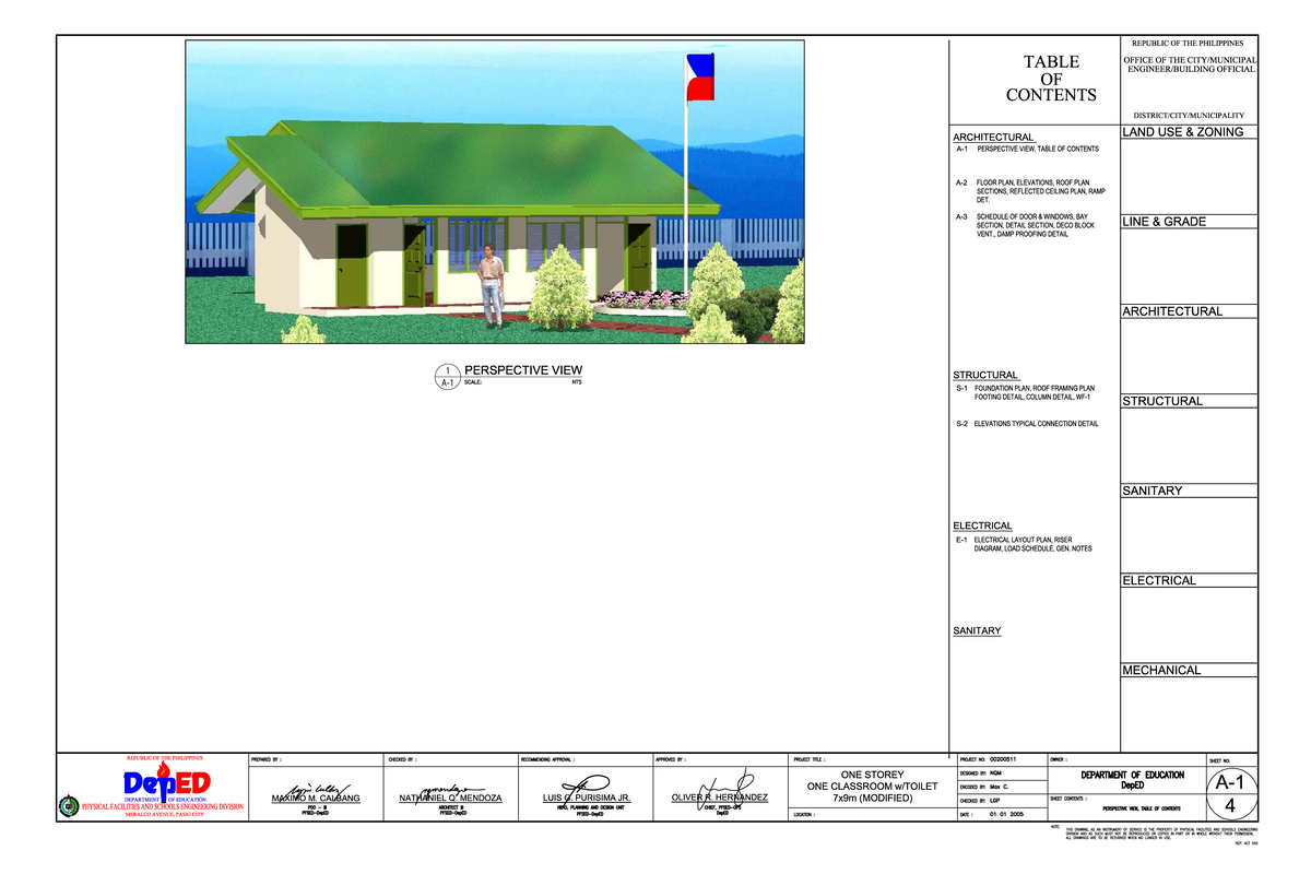 One Storey Classroom with Toilet - 7x9m Modified Drawing (ED) - Studocu