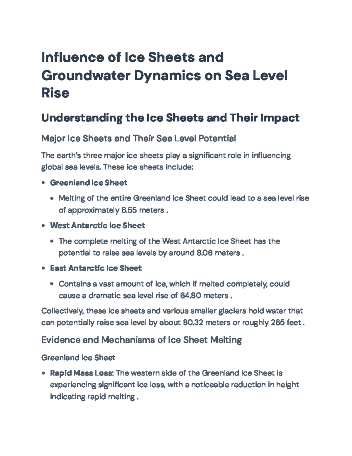 Influence of Ice Sheets and Groundwater Dynamics on Sea Level Change ...