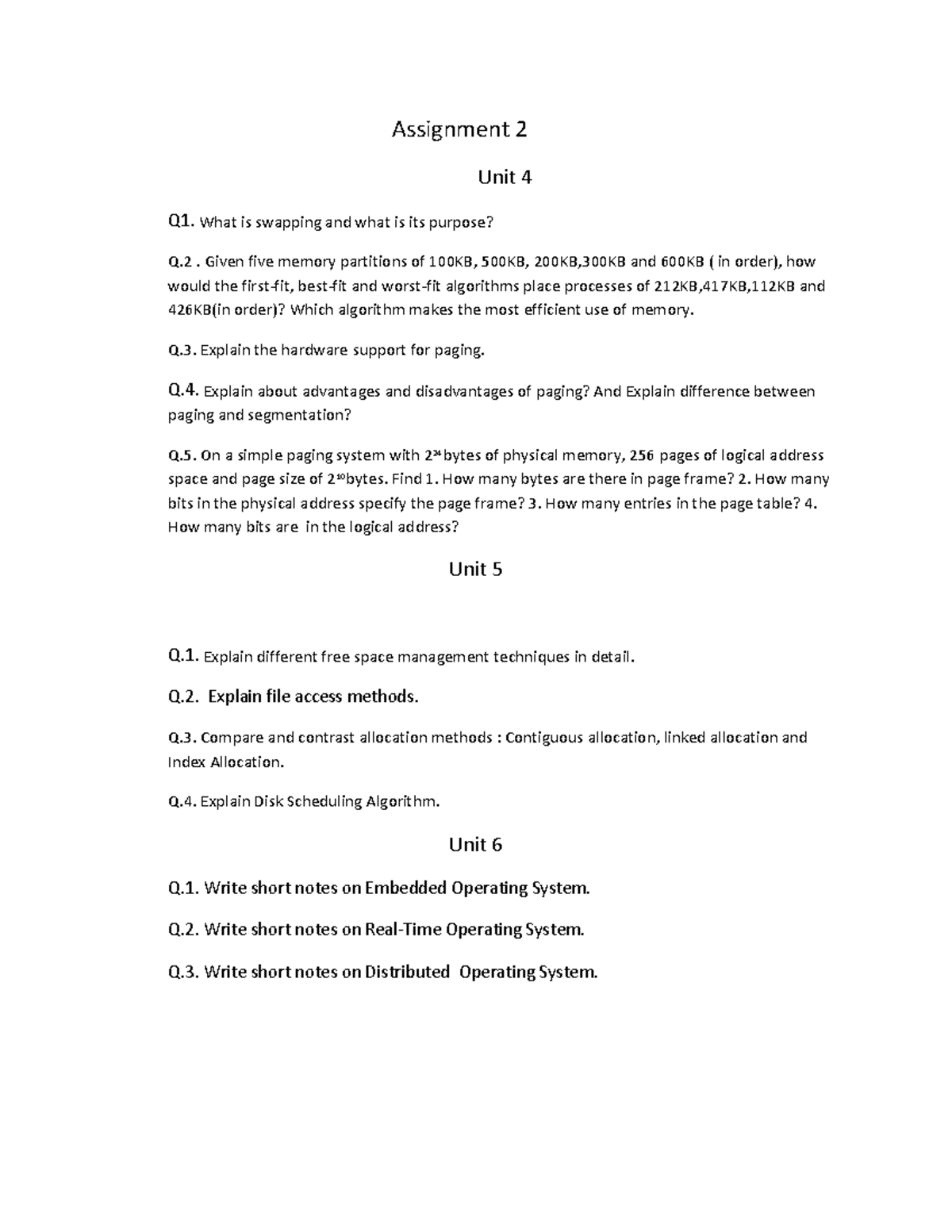 Operating System Assignment 2: Memory Management & File Techniques ...