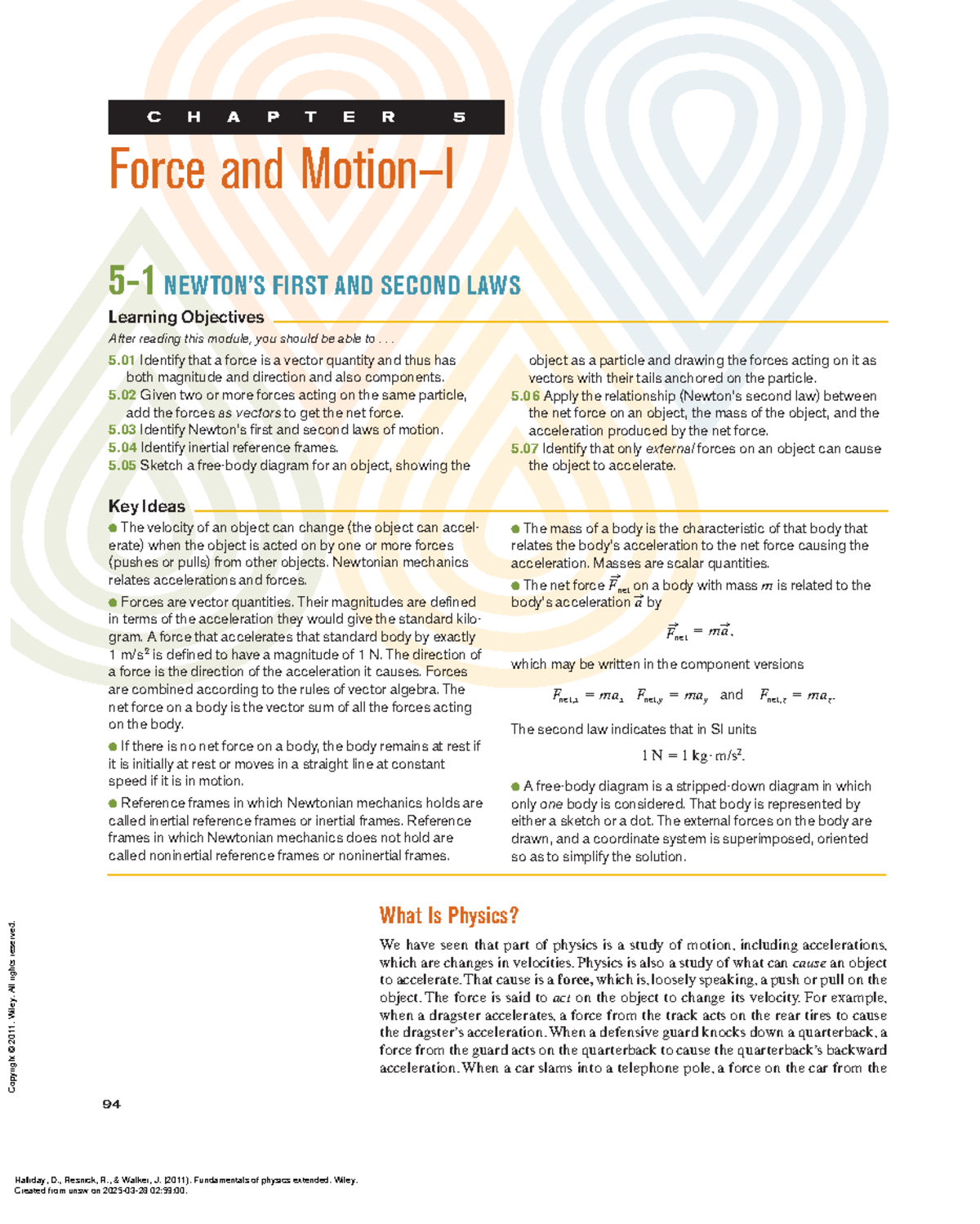 Fundamentals of Physics Extended - (5 Force and Motion I) Chapter ...