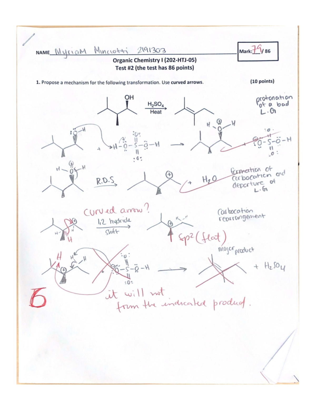 Organic Chemistry I Test 2191303: Mechanisms & Isomer Analysis - Studocu