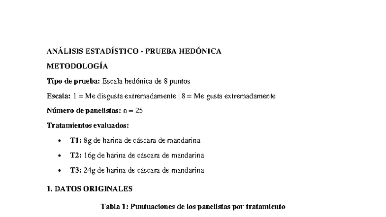 ANÁLISIS ESTADÍSTICO DE LA PRUEBA HEDÓNICA (8g, 16g, 24g) - Studocu