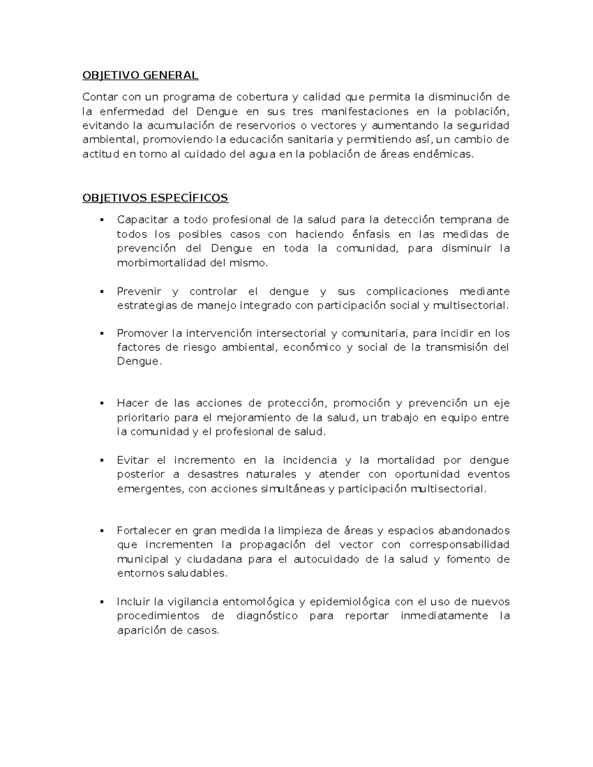Objetivos de Control del Dengue - Lecture Notes 1,2 - Studocu