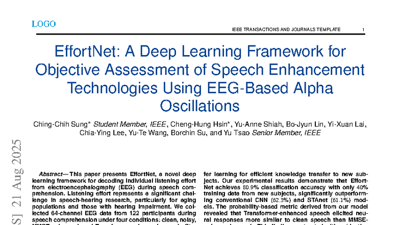 EffortNet: Deep Learning for EEG-Based Listening Effort Assessment ...