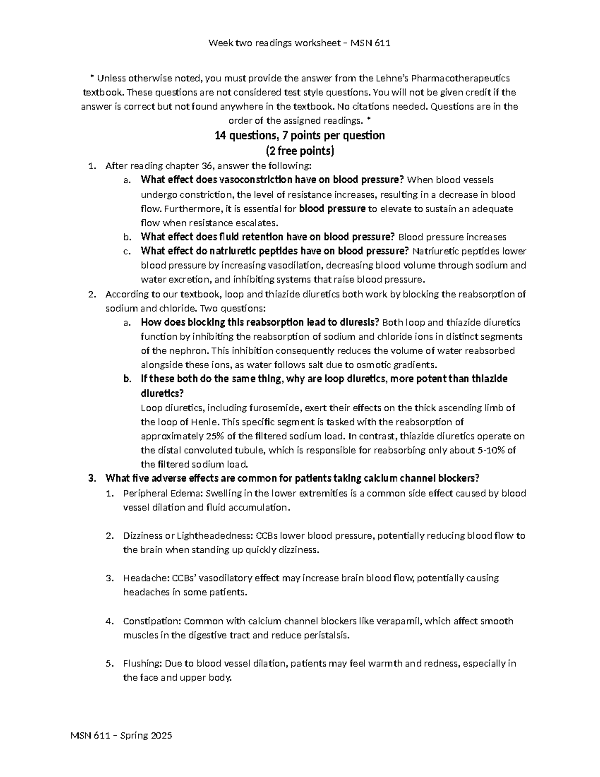 MSN 611 Spring 2025 Week 2 Readings Worksheet and Questions - Studocu
