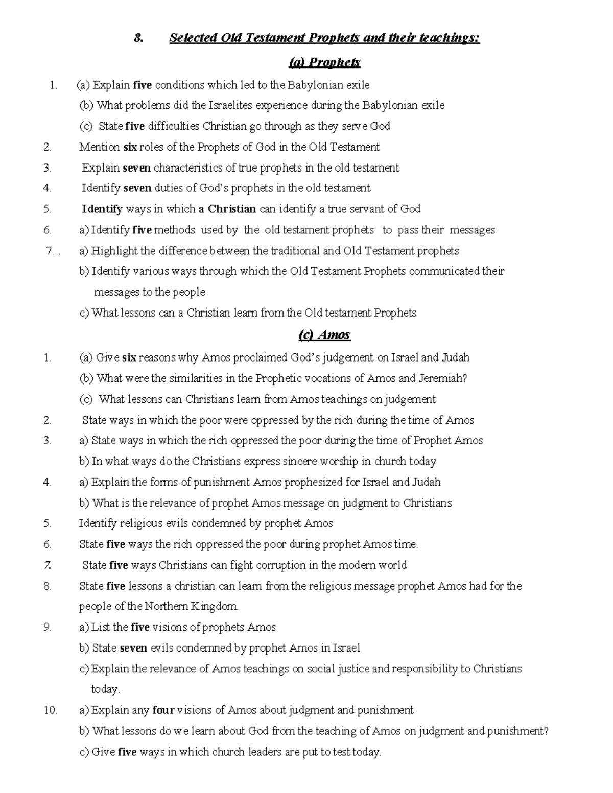 Old Testament Prophets: Teachings & Lessons (Course Code: 8) - Studocu