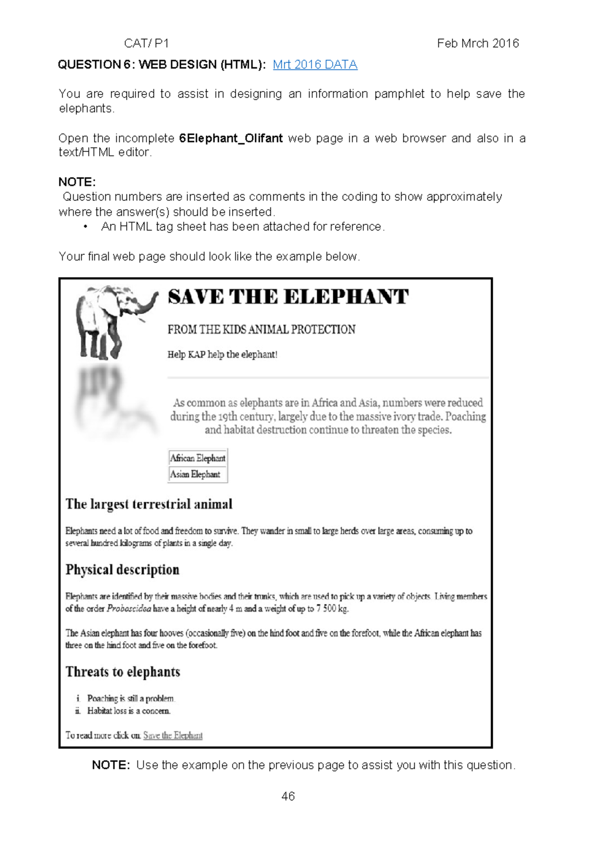 CAT/P1 Feb Mar 2016: HTML Web Design Practice Questions - Studocu