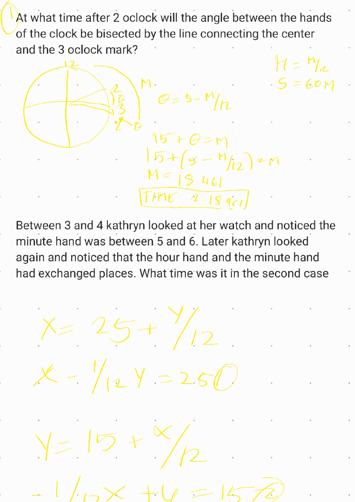 Clock Problem Solutions: Time and Angle Analysis (250305) - Studocu