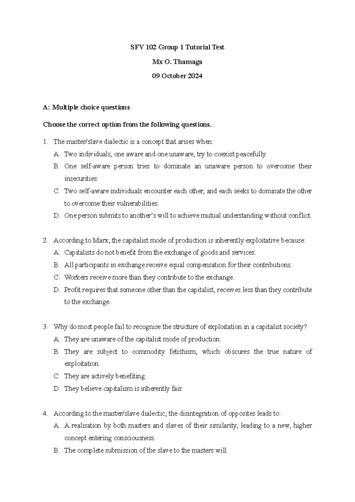 SFV102 Tutorial Test - Test sample - SFV 102 Group 1 Tutorial Test Mx O ...