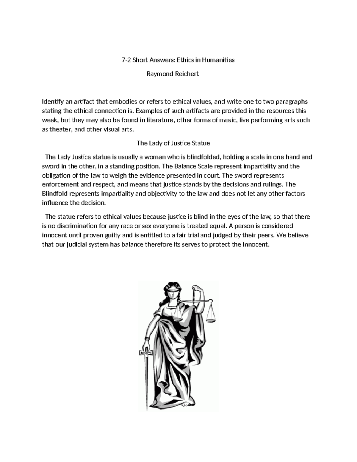 7-2 Humanities Essay: Ethical Values in Artifacts and Justice - Studocu