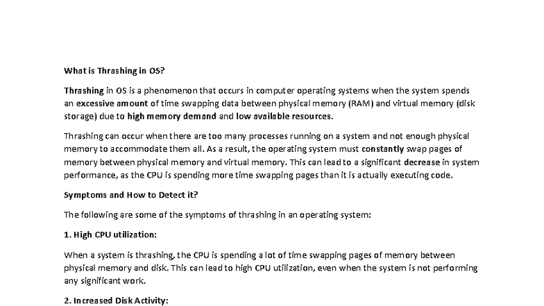 Understanding Thrashing in OS: Causes, Effects, and Solutions - Studocu