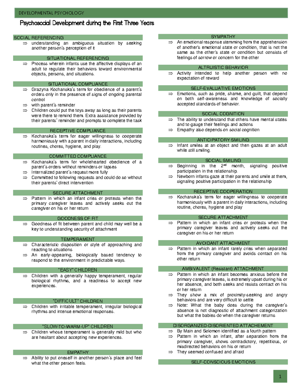 Developmental Psychology Chapter 6: Social Referencing & Attachment ...