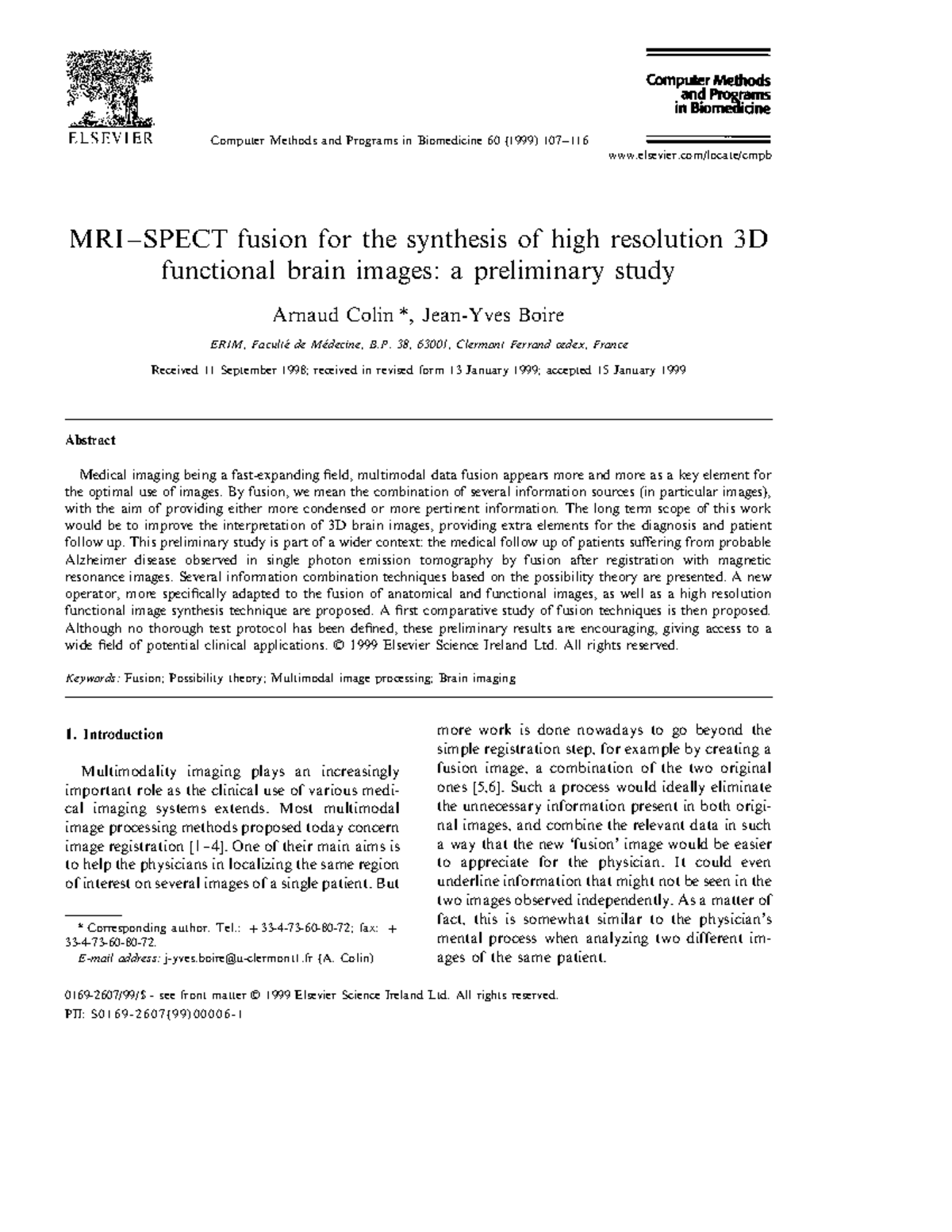 MRI-SPECT Fusion Techniques for High-Resolution 3D Brain Imaging: A ...