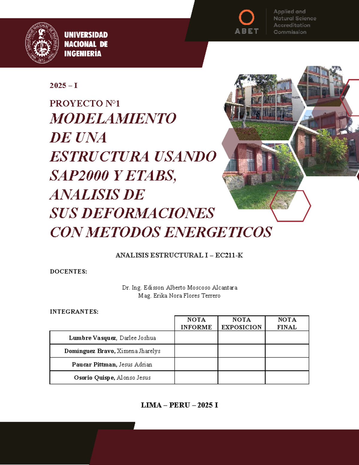 ABET- Proyecto 1: Modelamiento y Análisis Estructural con ETABS - Studocu