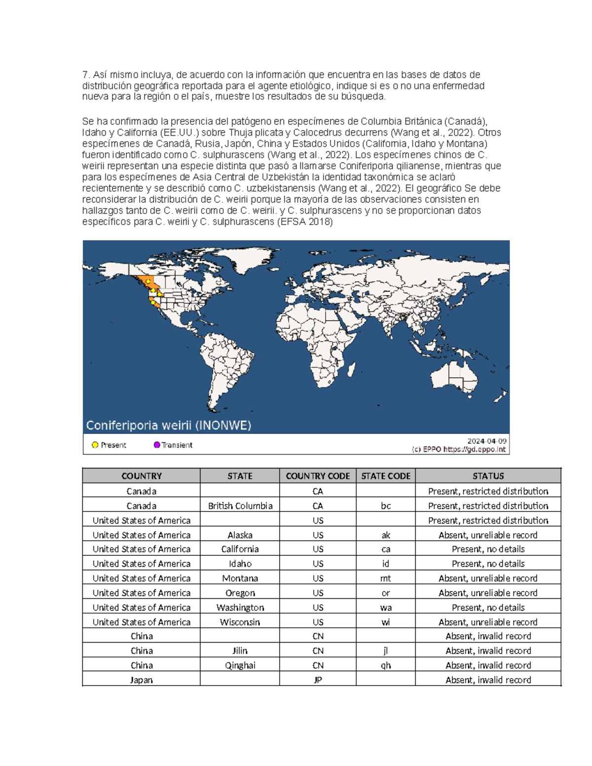 7 y 8 - Análisis de Coniferiporia weirii como enfermedad cuarentenaria ...