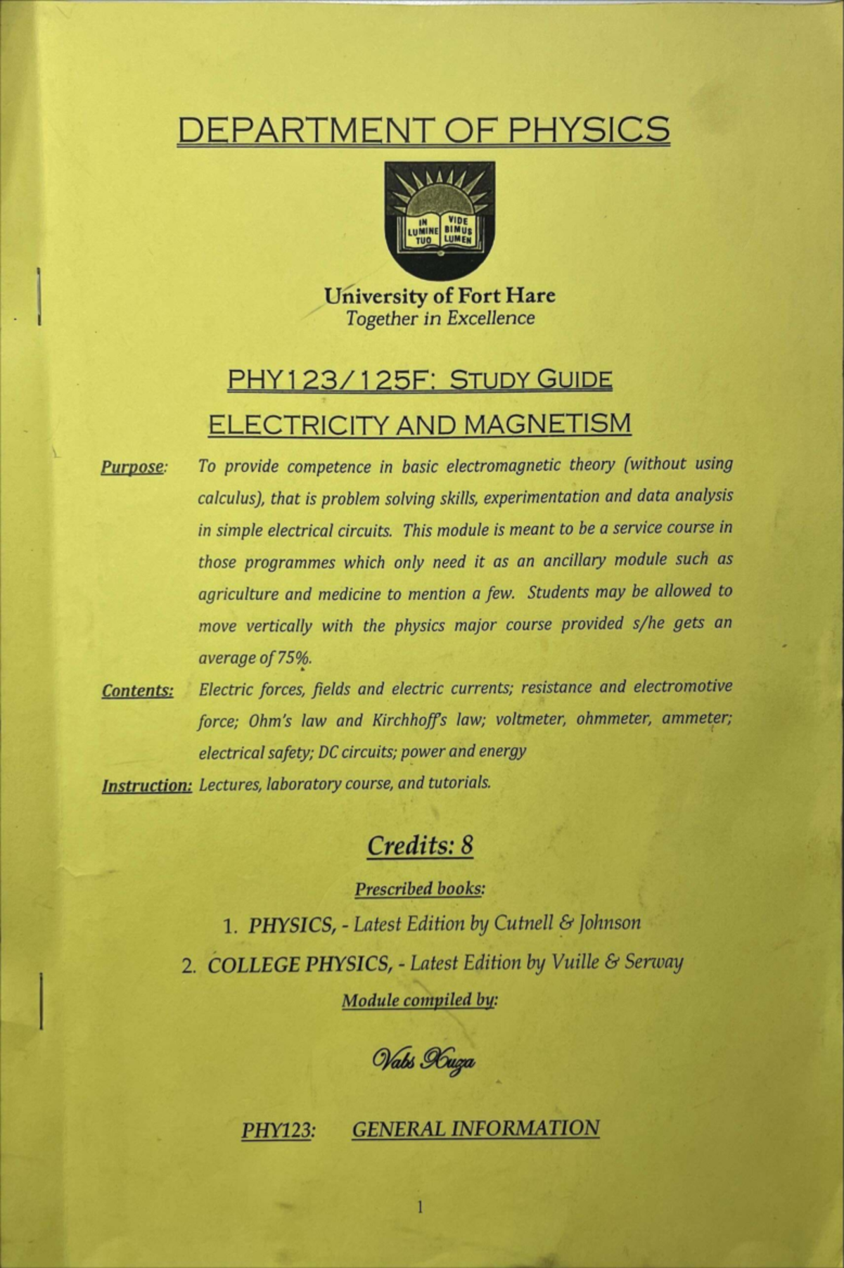PHY123: Study Guide on Electricity and Magnetism - Notes & Practice ...