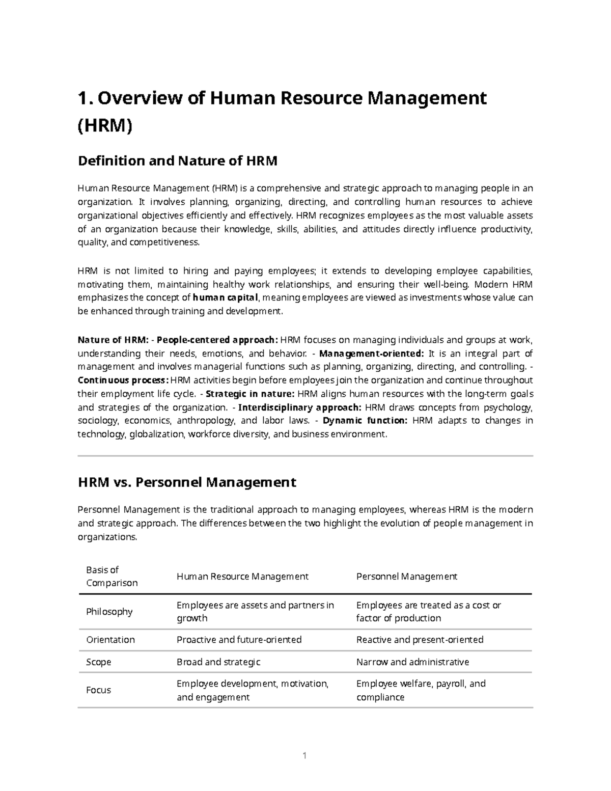 HRM 101: Overview and Functions of Human Resource Management - Studocu
