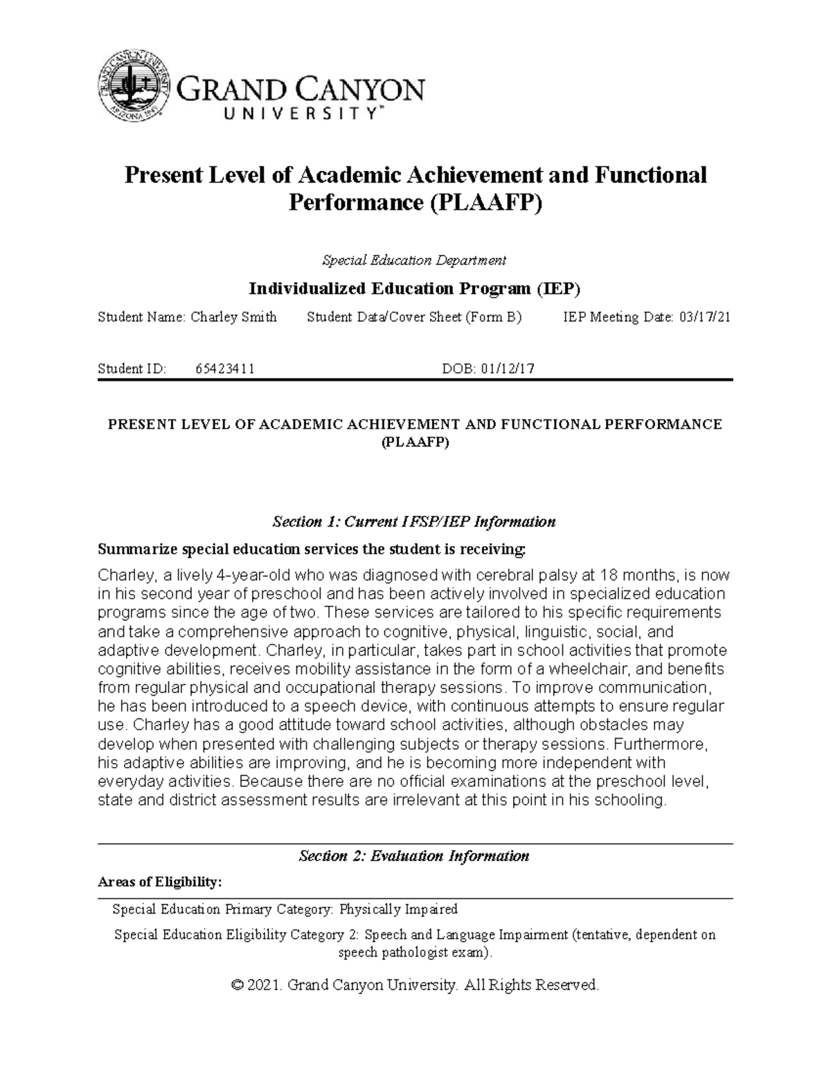 ECS-220-T4-T5-RS-IEP - Present Level of Academic Achievement and ...
