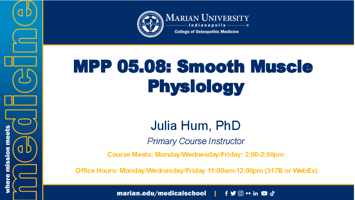 Smooth Muscle Physiology: Structure, Regulation, and Functions (MPP 05.08) - Studocu