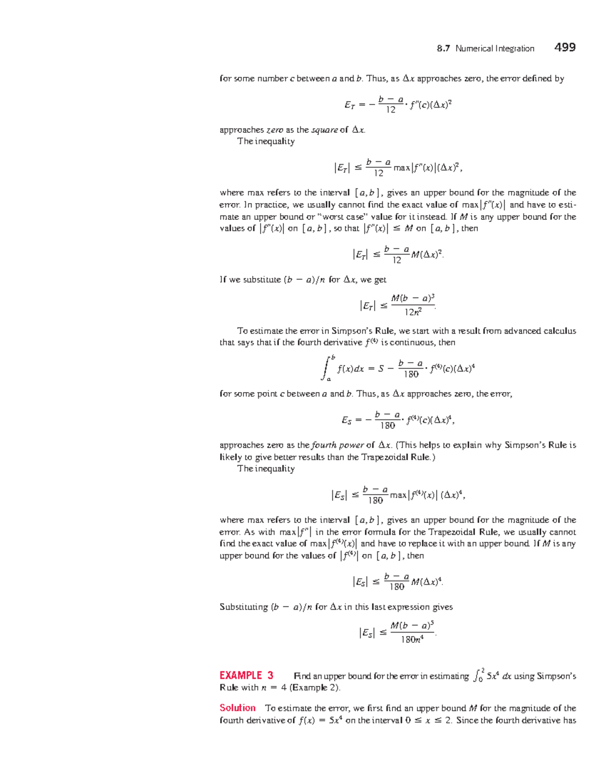 Numerical Integration Error Estimation - Thomas Calculus (8.7) - Studocu