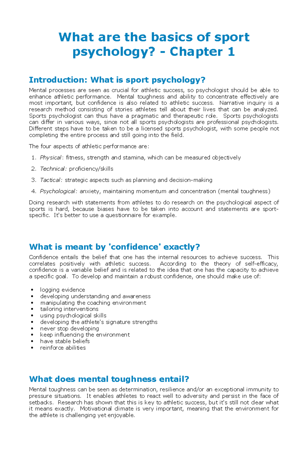 Sports-Psychology-Chap-1 - What are the basics of sport psychology ...
