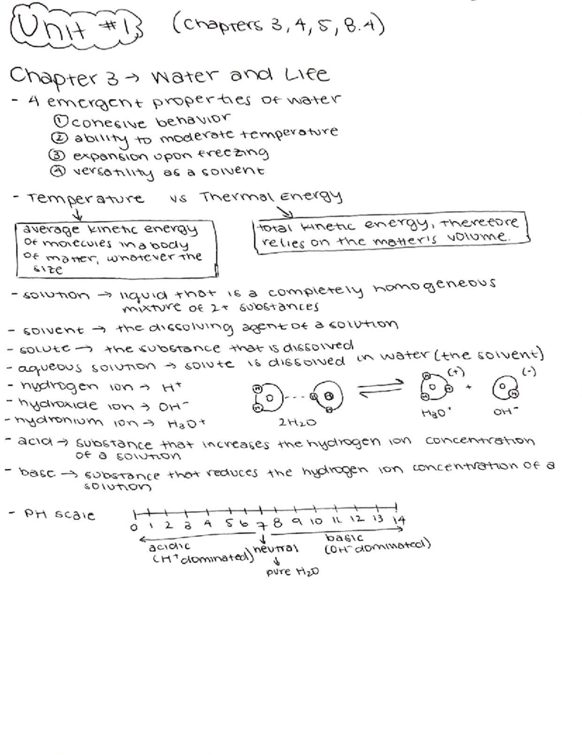 Unit 1 Master Guide: Water, Carbon, and Biological Molecules - Studocu