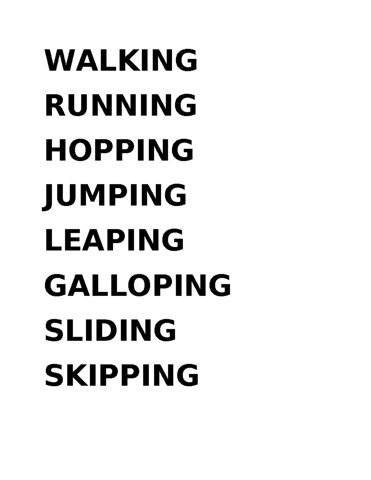 Movements - Turorial - Education - WALKING RUNNING HOPPING JUMPING ...