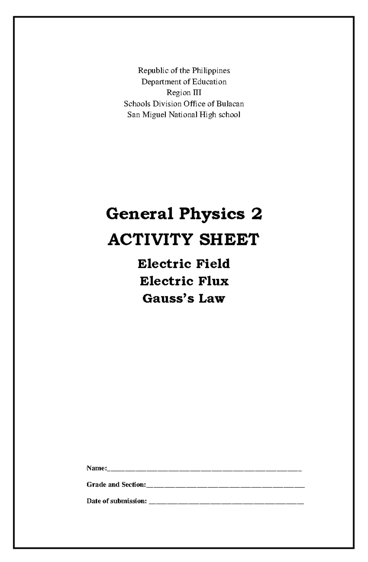 Module 3: Electric Field, Flux, & Gauss's Law - General Physics 2 - Studocu