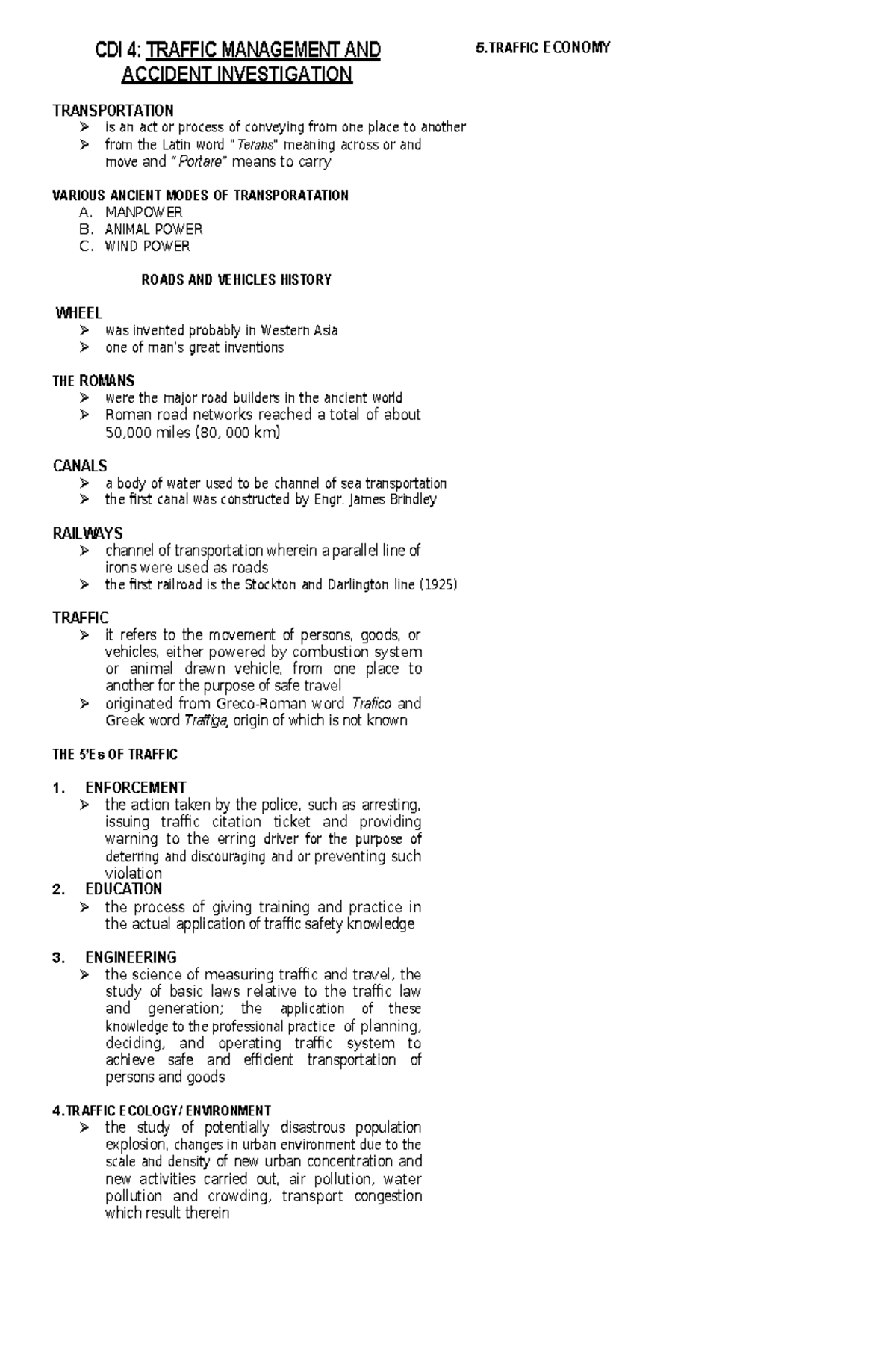 CDI4 - Traffic Management: Essentials in Accident Investigation and ...
