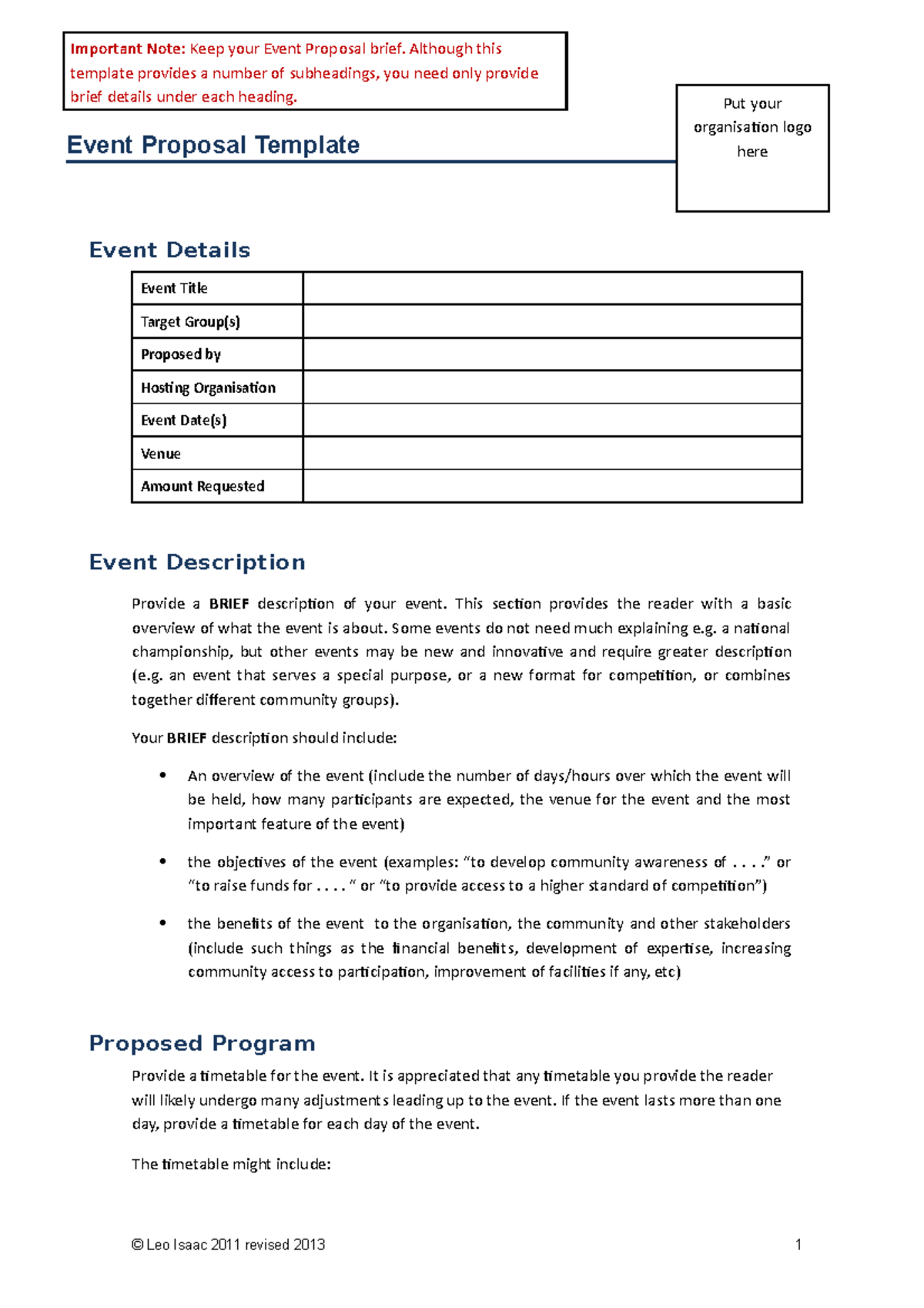 Event Proposal Templates and Examples #01 - Copy - Event Proposal ...